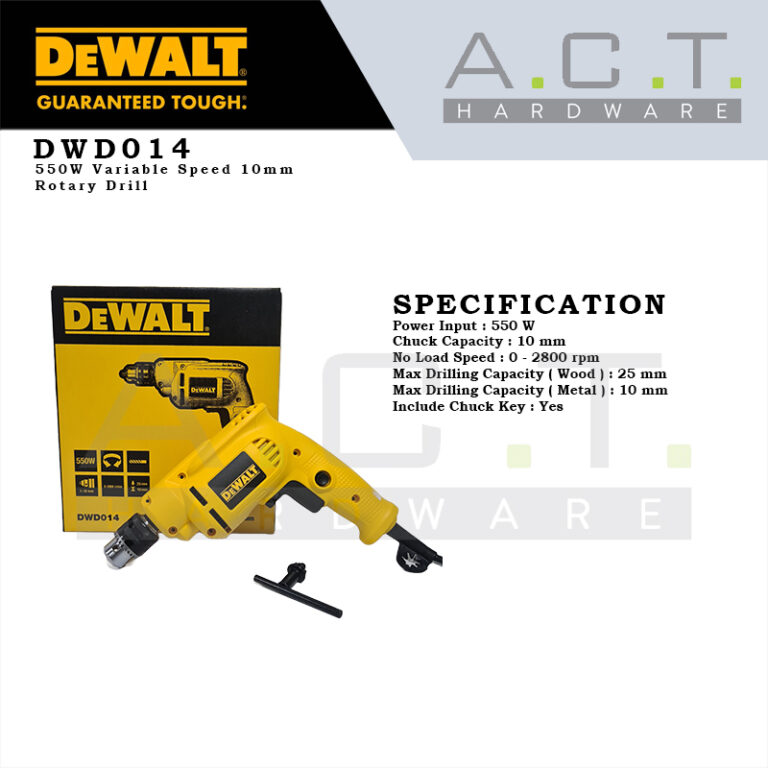 Dewalt DWD014, 10mm Rotary Drill Variable Speed 550W | A.C.T. Hardware