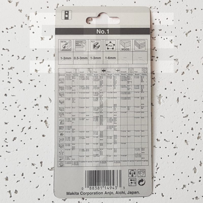 Makita A-85802 (No.1), 5pcs/pkt Jig Saw Blade | A.C.T. Hardware
