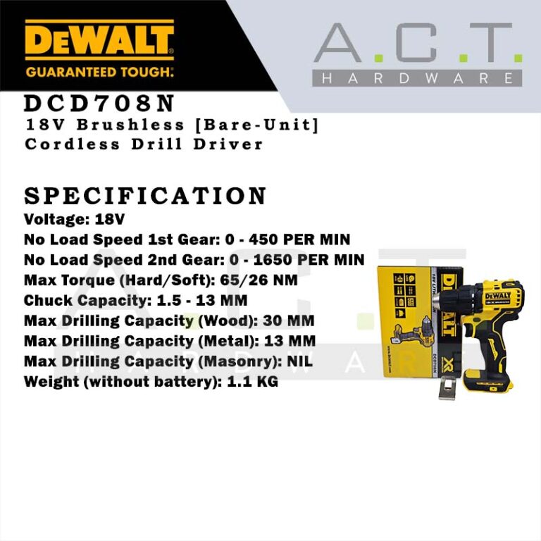 Dewalt Cordless Drill Driver DCD708N
