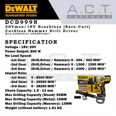 Dewalt Cordless Hammer Drill Driver DCD999N