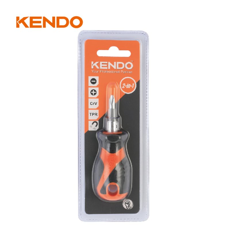 Kendo 20217, 2-in-1 Reversible Blade Stubby Screwdriver Set | A.C.T ...
