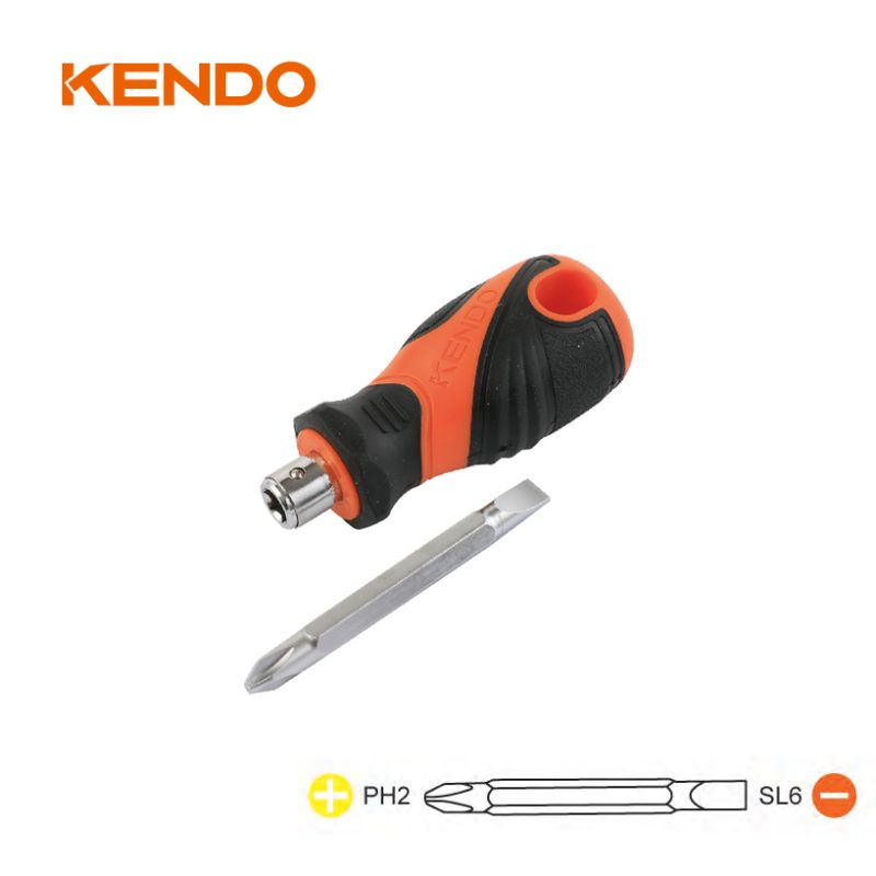 Kendo 20217, 2-in-1 Reversible Blade Stubby Screwdriver Set | A.C.T ...