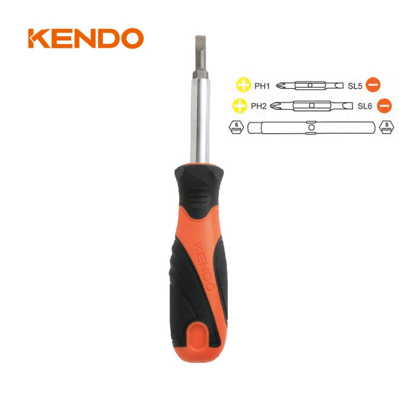 Kendo 21113, 6-in-1 Reversible Blade Screwdriver Set | A.C.T. Hardware